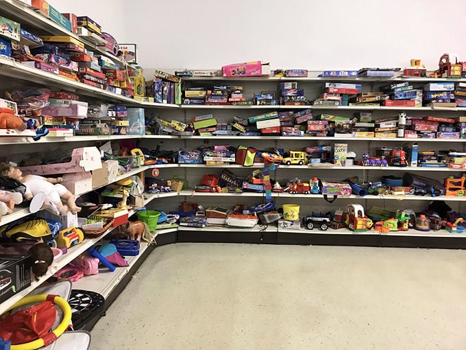 The toy section: where childhood memories stack up like Jenga blocks and parents can say "yes" without consulting their credit card limits.
