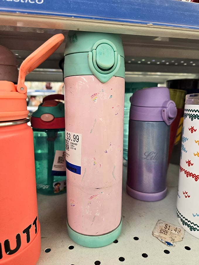 Hydration with history! At $3.99, these water bottles cost less than a fancy coffee and come pre-loaded with someone else's abandoned New Year's resolutions.