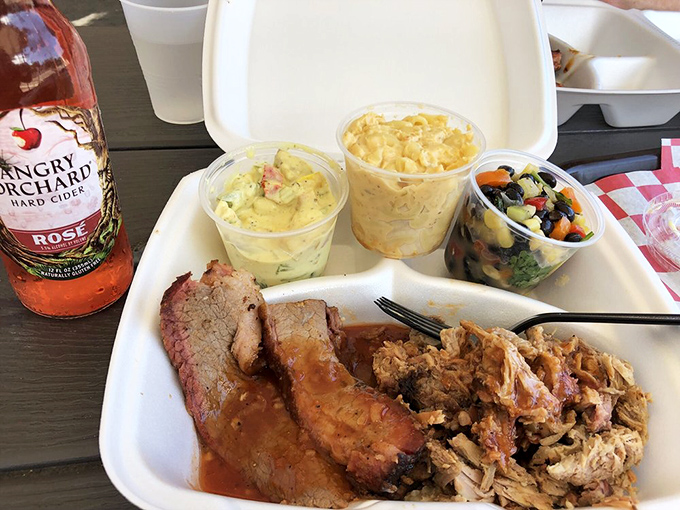 Mac and cheese that could make a southerner weep, alongside Texas caviar that proves vegetables can hang with the smoky big boys.