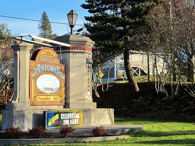 Welcome Sign: "Founded 1811" proclaims the welcome sign, making Astoria the oldest American settlement west of the Rockies&mdash;and doesn't she wear her age beautifully?