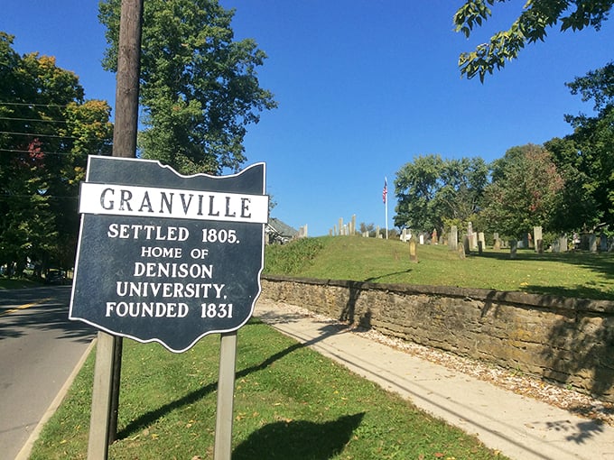 The town sign doesn't just mark location&mdash;it's Granville's humble brag, casually mentioning its two-century legacy like it's no big deal.