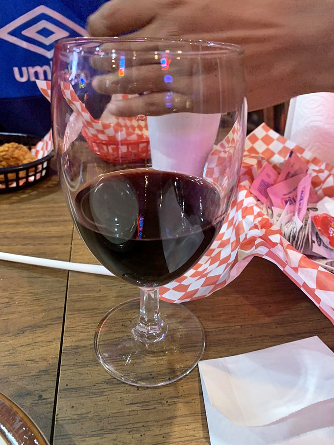 Yes, that's wine with barbecue because we're adults and sometimes adulthood means breaking arbitrary food pairing rules.