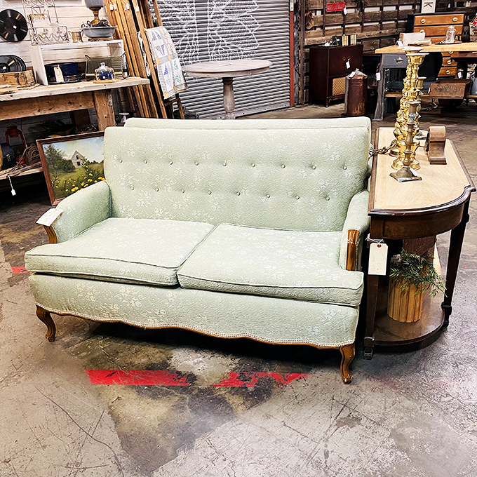 The mint-green sofa that guarantees visitors will exclaim, "My grandmother had one exactly like this!" Whether they actually did or not.