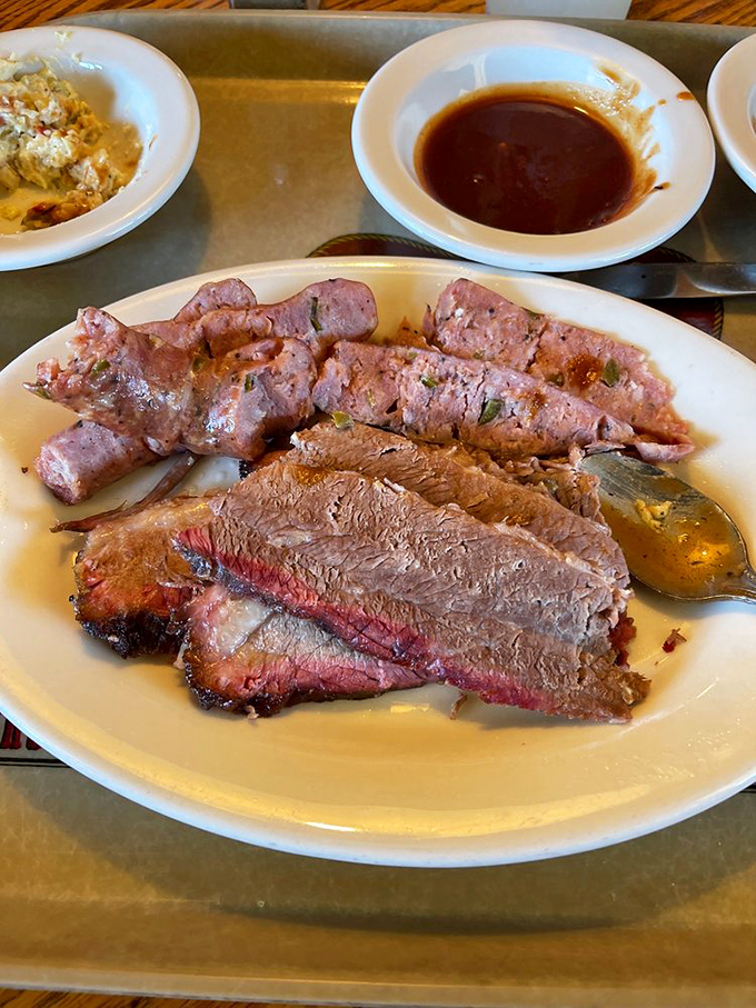 Brisket and sausage: barbecue's power couple. Like Sonny and Cher, but with more smoke and significantly better flavor.