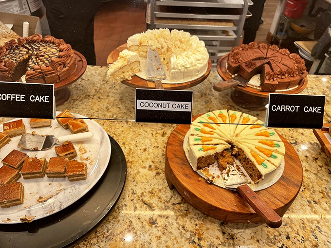 The cake station isn't just dessert &ndash; it's a museum of confectionery art where coconut, carrot, and coffee compete for your affection.