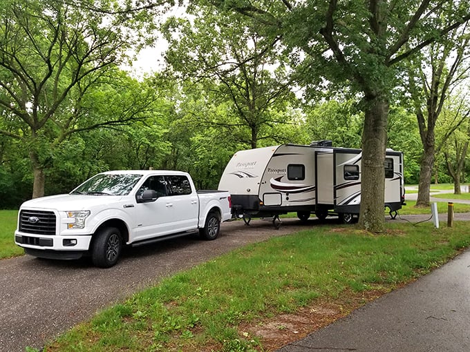 Camping Arrow Rock style&mdash;where your RV gets better views than most downtown apartments and history is just a short stroll away.