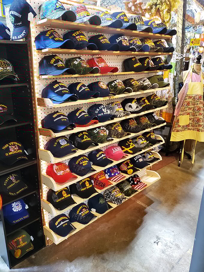Veterans' stories woven into fabric and thread. This impressive collection of military caps honors service while offering wearable history.