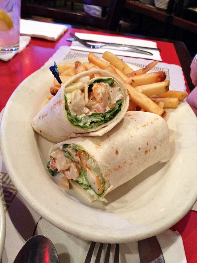 This wrap isn't playing games &ndash; plump shrimp, crisp lettuce, and just enough sauce to bind it all together without drowning the flavors.