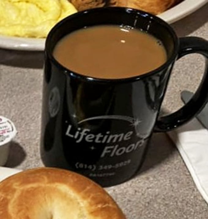 Coffee served in a mug substantial enough to warm both hands on a chilly Pennsylvania morning. The kind of brew that doesn't need fancy descriptors&mdash;just refills.
