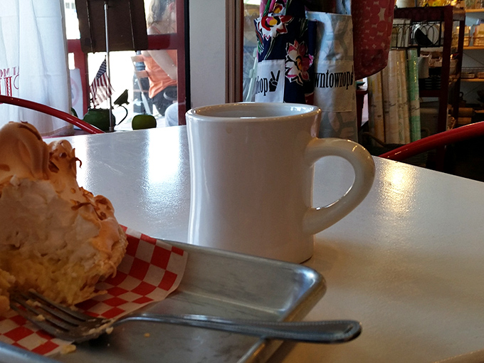 Coffee in a diner mug alongside pie&mdash;a combination so perfect it should have its own national holiday. Simple pleasures are the best pleasures.