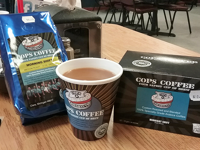 Their coffee comes with a side of law enforcement humor. The perfect accomplice to any pastry-related crime spree.