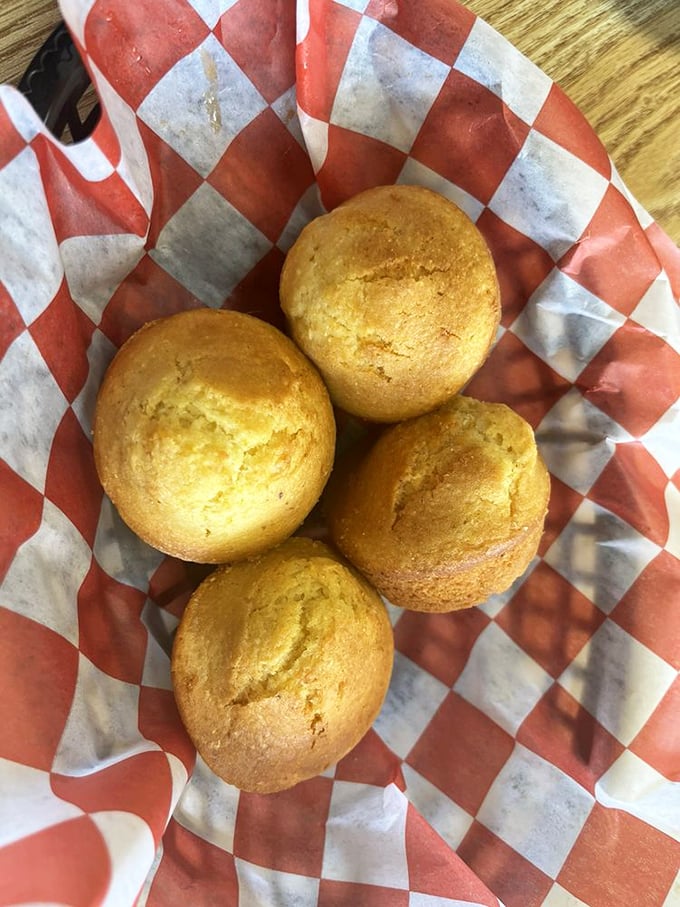 Golden cornbread muffins that strike that perfect balance between sweet and savory&mdash;the unsung heroes of any barbecue feast, ready to soak up every last drop of sauce.
