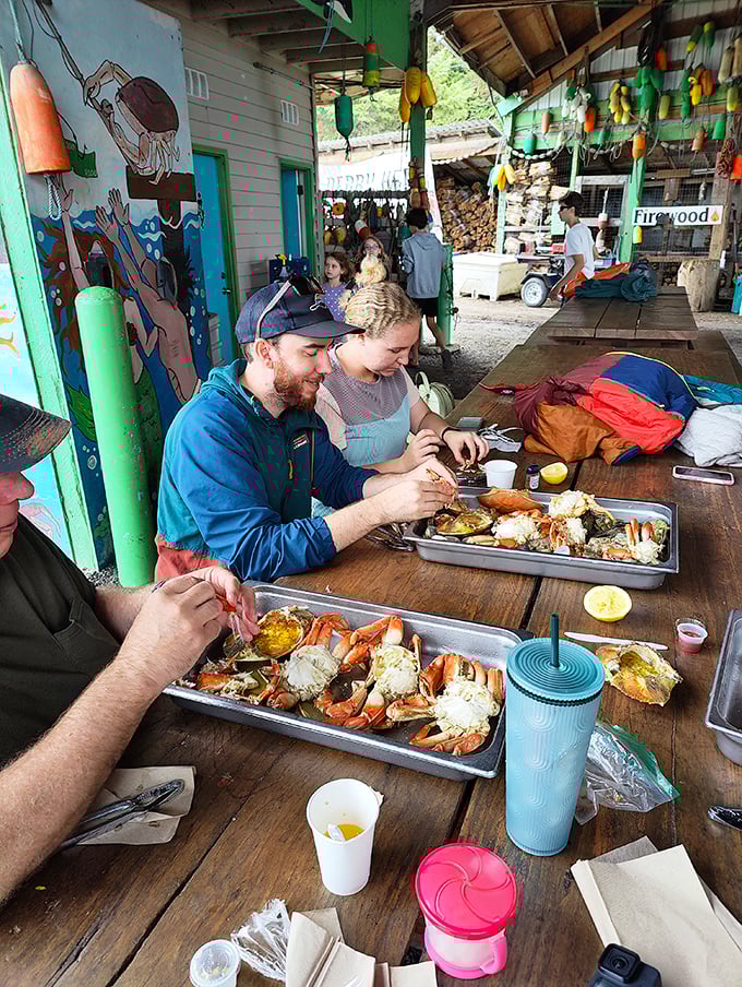 The seafood rainbow you actually want to find at the end of: golden crab, pearly oysters, and those perfect Manila clams.