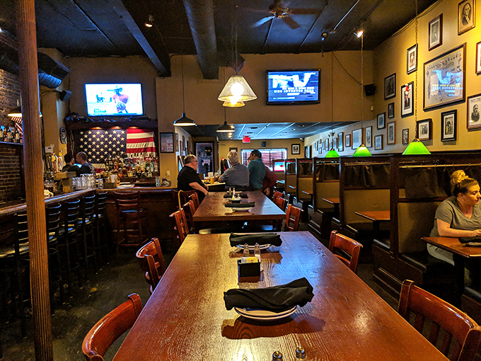 The main dining room feels like a political clubhouse where everyday Americans gather to eat well and debate the pressing issues of sports and weather.