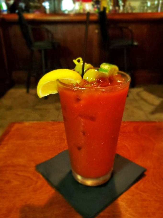 The Bloody Mary that launched a thousand road trips. Garnished with enough vegetables to count as a side dish, it's Florida sunshine in liquid form.