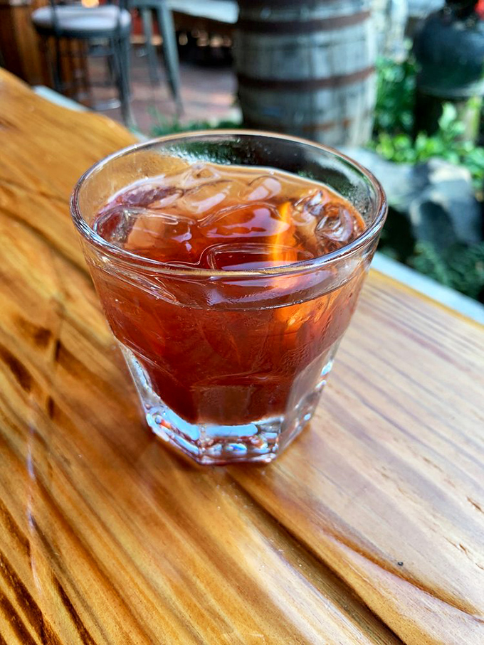 An old-fashioned so perfectly crafted it could make Don Draper weep with joy. The whiskey-to-sweet ratio is mathematical perfection.