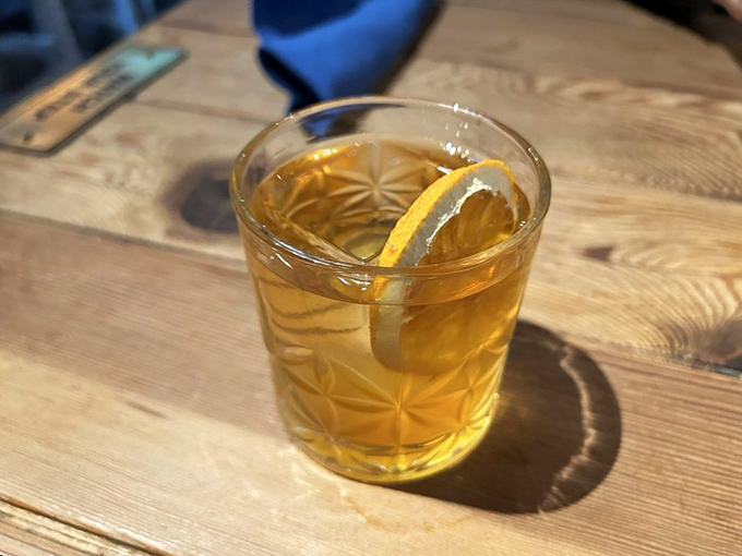 A perfectly mixed cocktail catching the afternoon light. Sometimes the best fishing stories begin with one of these in hand.