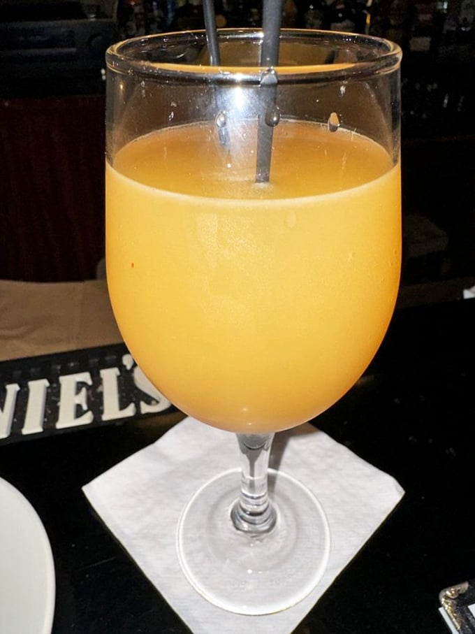 The orange juice comes in a wine glass because at Michael's, even breakfast beverages get the VIP treatment they deserve.