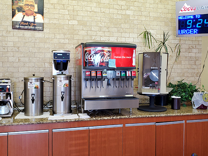 The soda fountain&mdash;where decisions about which carbonated companion will join your burger adventure begin.