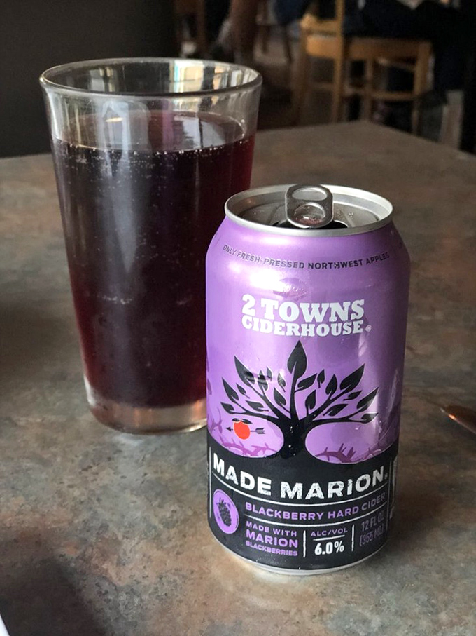 Local libations done right &ndash; that purple can of 2 Towns Ciderhouse blackberry hard cider showcases Oregon's craft beverage game is strong.
