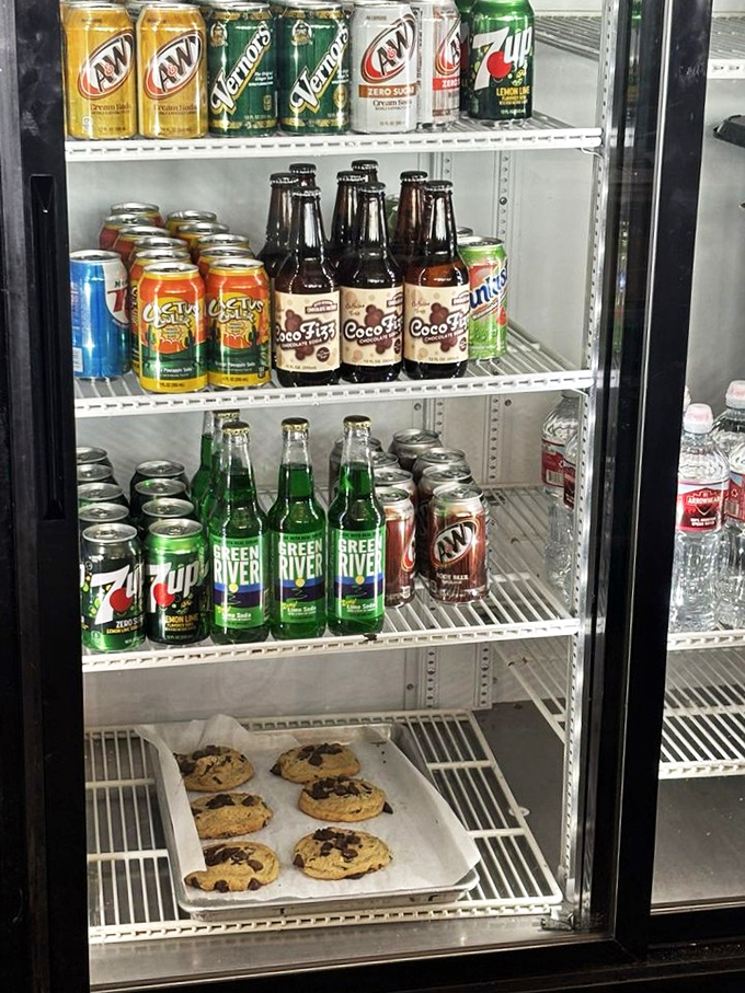 That nostalgic beverage selection – Green River soda and classic root beer – is like a liquid time machine to Midwestern childhood afternoons.