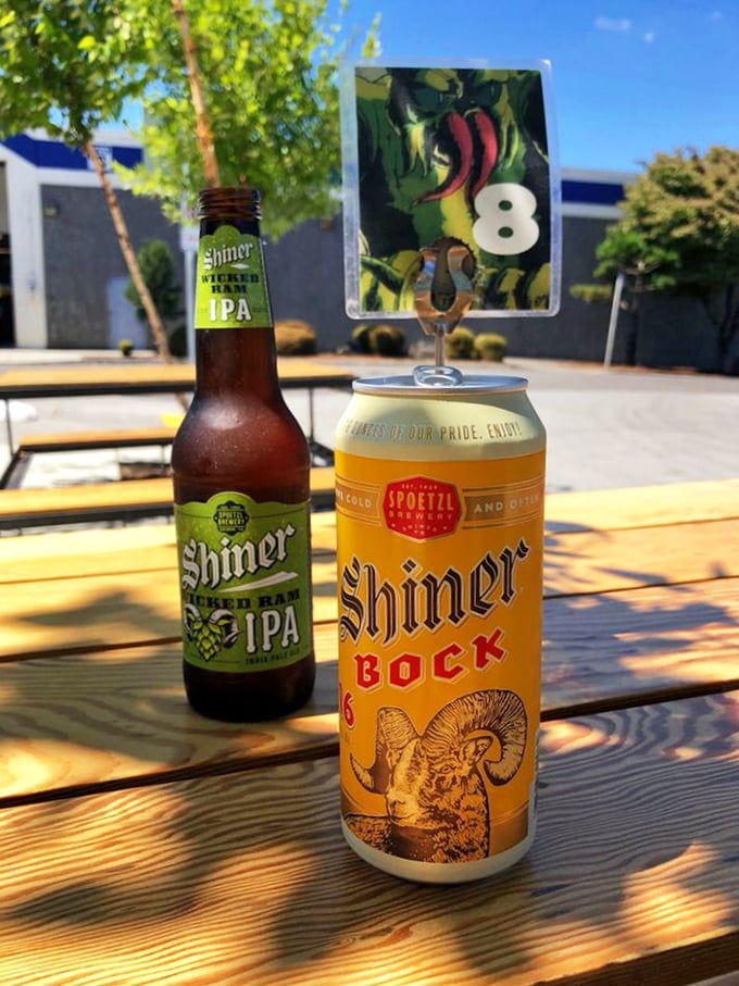 Portland in a nutshell: craft beer enjoyed outdoors, even when the sun's just a rumor. Shiner meets sunshine &ndash; a perfect pairing.
