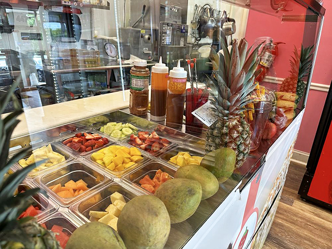 The fresh fruit station is like nature's candy counter &ndash; mangoes, pineapple, and strawberries waiting to transform into aguas frescas or top your dessert.