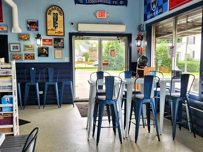 The nautical blues and whites of The Chipper's interior might make you check your GPS to confirm you're still in Virginia and not a seaside shop in Brighton.