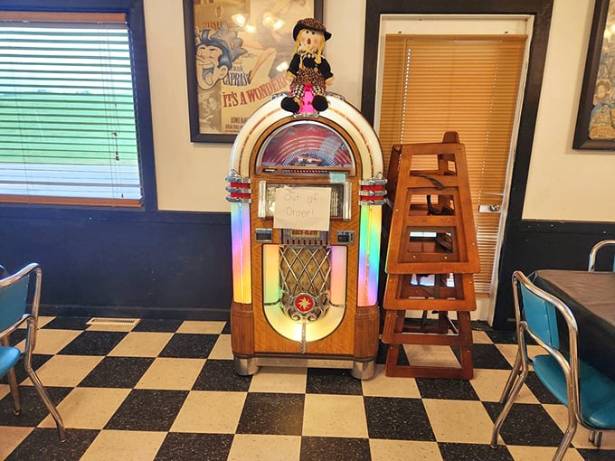 The vintage jukebox isn't just decoration&mdash;it's a time machine waiting for your quarter to transport the whole diner back to rock 'n' roll heaven.