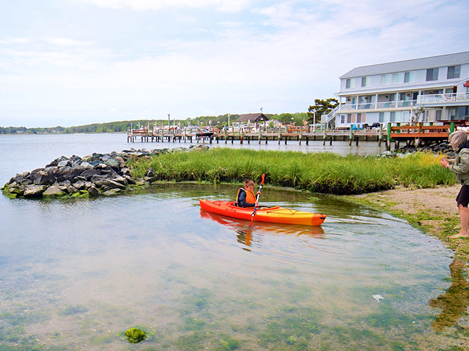Kayaking the calm bay waters offers a different perspective of Dewey—serene, reflective, and blissfully free from the "are we there yet?" of car travel.