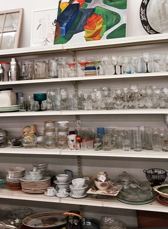 Glassware gleams under fluorescent lights&mdash;an archaeological dig through America's kitchen history, one water tumbler at a time.