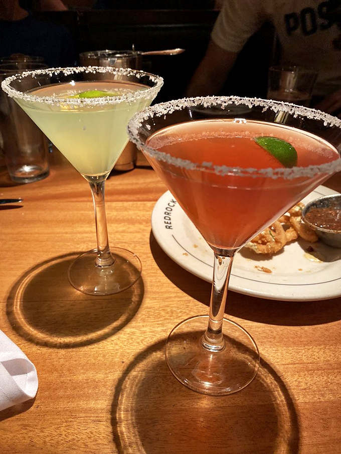 Cocktail hour done right&mdash;salt-rimmed glasses holding liquid sunshine, the perfect companions while watching the sunset over Lake Hefner.