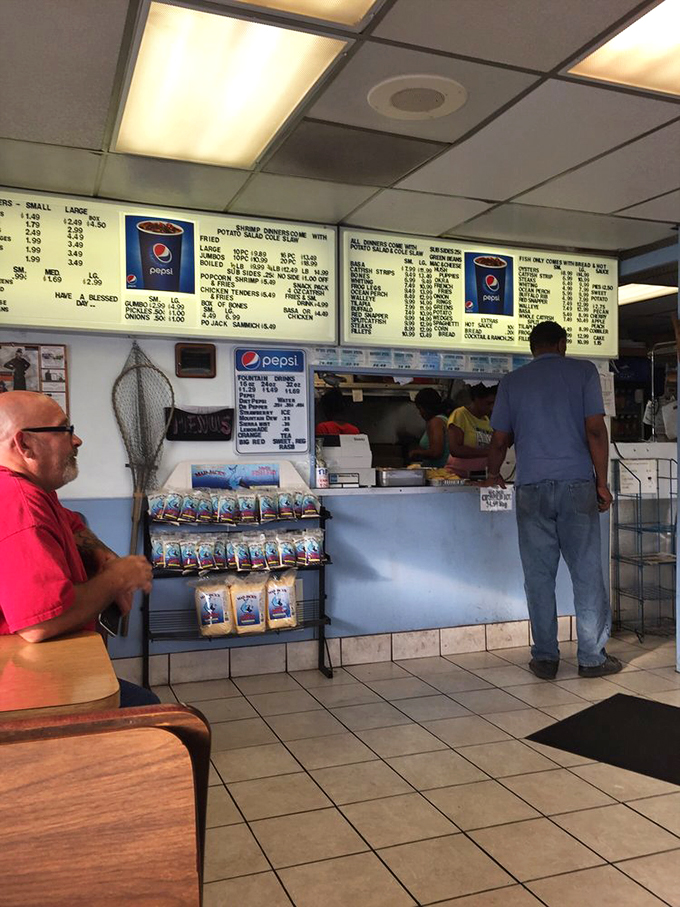 Where food dreams come true&mdash;customers patiently waiting their turn while secretly planning how many extra hush puppies they can reasonably order without judgment.