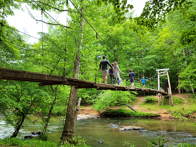 Family bonding over bouncy bridges&mdash;where every step becomes a tiny adventure and nobody's checking their phones.