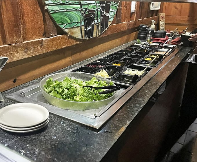 The salad bar&mdash;where you can pretend you're being virtuous before demolishing that chicken fried steak. We see you.