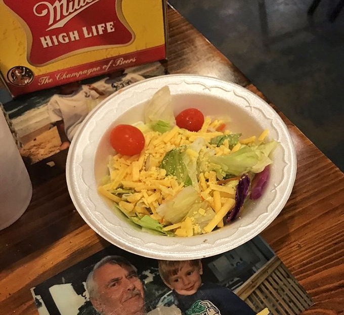 Salad: Even the salad deserves attention&mdash;fresh, crunchy, and the perfect palate cleanser between bites of beef. Garden-fresh veggies in the middle of nowhere!