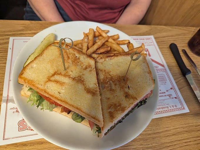 This sandwich isn't just stacked&mdash;it's architecturally sound, with layers of goodness held between perfectly toasted bread that shatters just right.