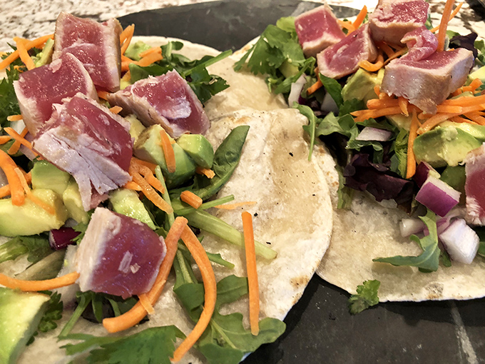 Seared tuna tacos that make you question why you ever settled for ground beef. A flavor fiesta that's worth every mile driven.