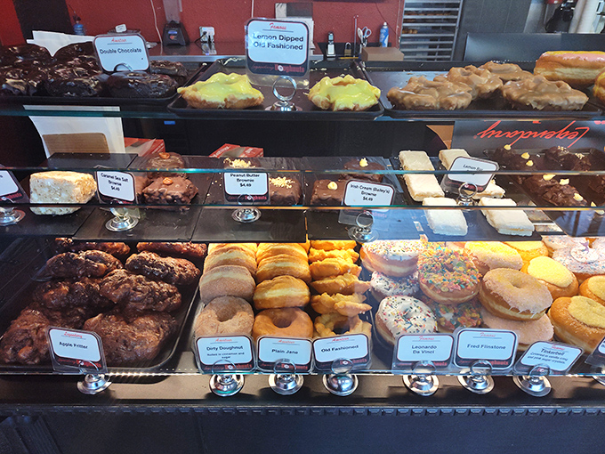 A United Nations of doughnuts, where every nation agrees on one thing: life is better with frosting and sprinkles.