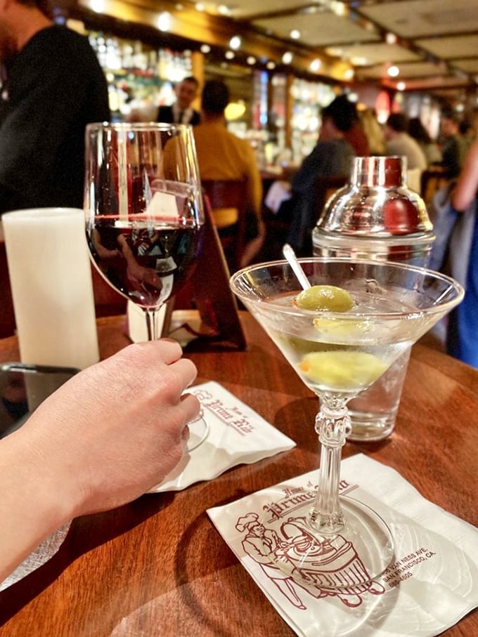 Cocktail hour done right&mdash;a classic martini cold enough to make your fillings ache, alongside robust red wine ready to meet its meaty match.