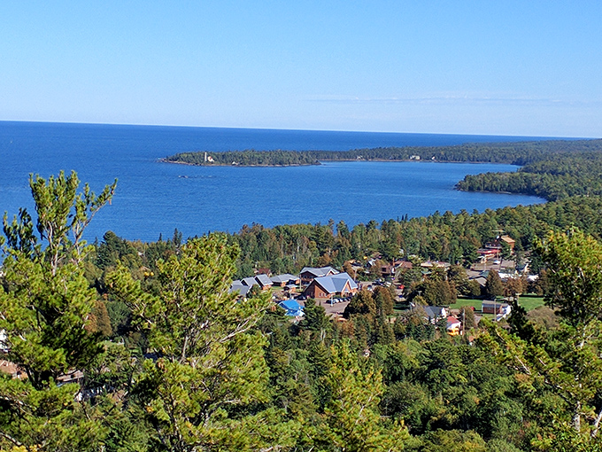 Copper Harbor's wilderness meets Lake Superior's vastness in a breathtaking panorama. Mother Nature showing off her best Michigan work.