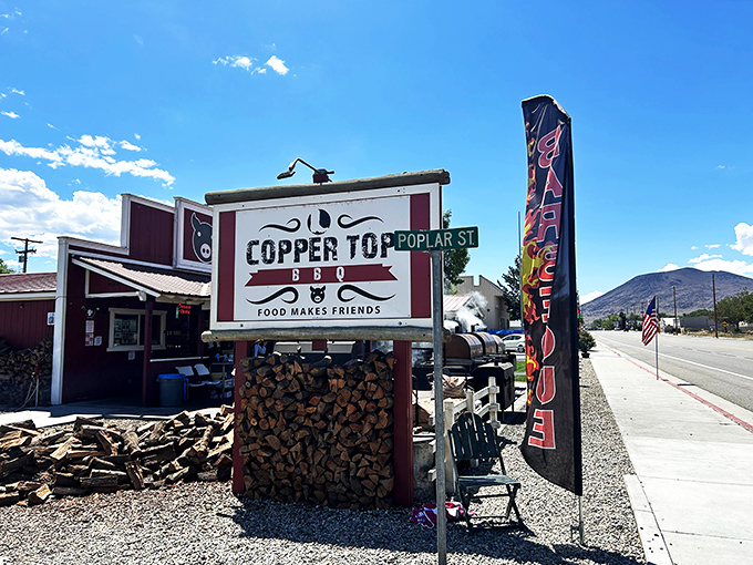 Copper Top BBQ: "Food Makes Friends" &ndash; the sign doesn't lie. Nothing brings people together like perfectly smoked meat in the shadow of mountains.