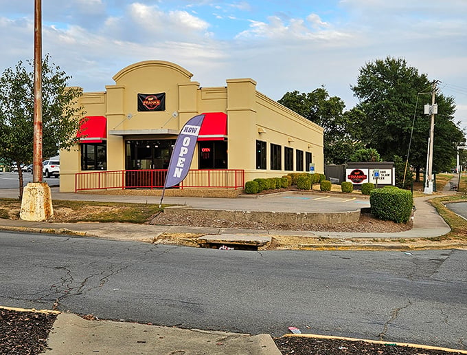 FRANKS' modern building with those welcoming red awnings practically whispers, "Your diet plan can wait until tomorrow."