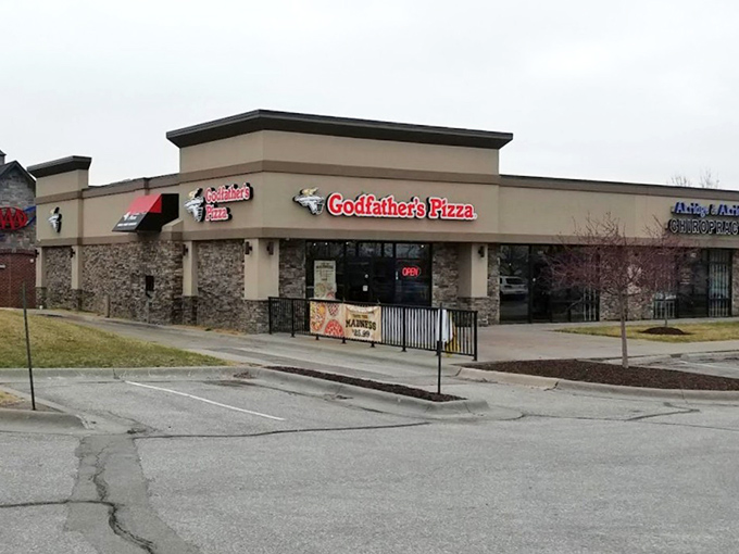 Godfather's Pizza (exterior): "Making pizza offers you can't refuse since before most chains knew what good pizza was."