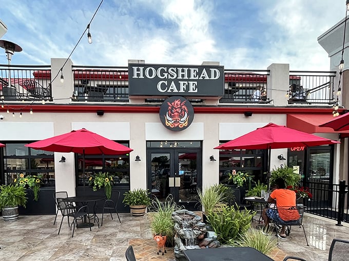 HogsHead Caf&eacute;'s cheerful exterior matches the mood you'll have after eating. Those red umbrellas aren't just for shade &ndash; they're celebration canopies.