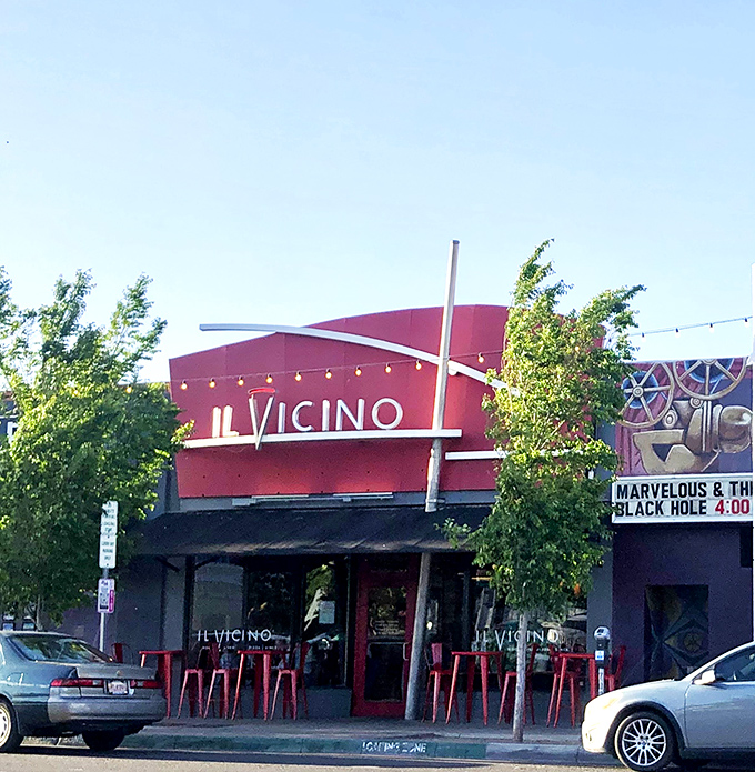 Il Vicino's bold red exterior stands like a Ferrari among sedans on Central Avenue &ndash; impossible to miss and promising excitement within.