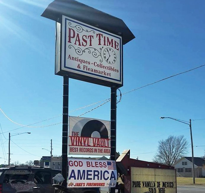 Past Time's clever signage sets the tone for a nostalgic journey&mdash;where vinyl records and vintage finds create a time-travel experience without the paradoxes.