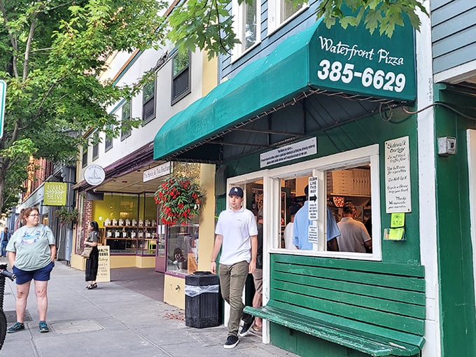 That green awning marks the spot. Port Townsend's pizza institution proves big flavors come in small packages.