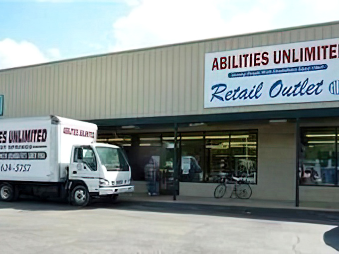 The "Retail Outlet" sign promises bargains, but the mission behind Abilities Unlimited makes every purchase doubly rewarding.