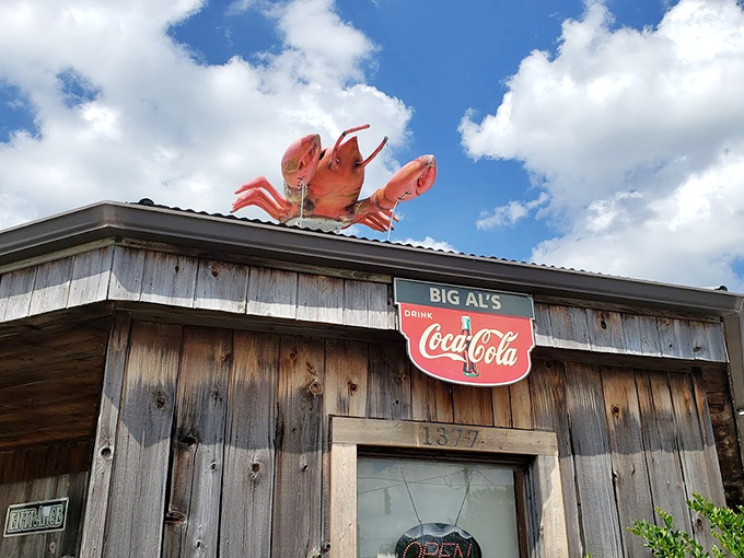 Big Al's weathered wooden exterior tells the story of countless seafood feasts that have become local legend.